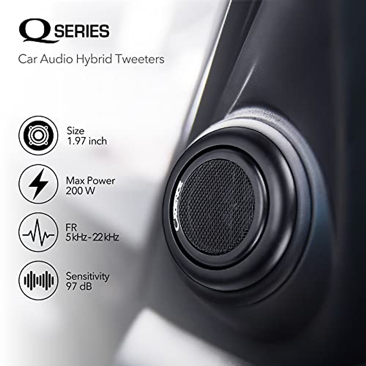 Cadence 1" Car Tweeters Pair Piezo Hybrid Q75T Replacement Speakers 400W, Modified Car High Fidelity Stereo Speaker Silk Dome Tweeter Car Audio