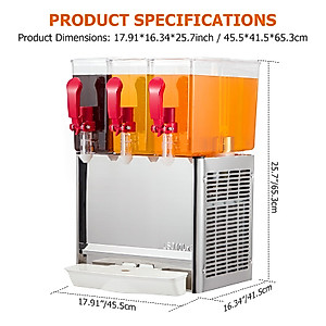 Towallmark 7.9 Gal/30L Commercial Beverage Dispenser Cooler, 3 Tanks Cold Drink Dispenser with Thermostat Controller 45℉-54℉, Stainless Steel Drink Machine for Restaurant Bar Home Party