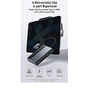SHYPT USB Type C HUB to 4K HD TF SD Card Reader Retractable Clip USB C 3.0 Adapter Dock Station Splitter