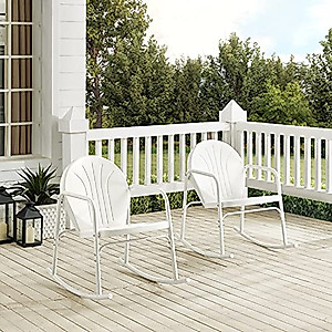 Crosley Furniture CO1013-WH Griffith Retro Metal Outdoor Rocking Chairs, White Gloss