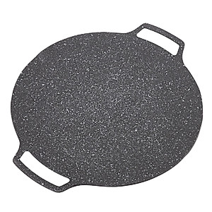 Korean Grill Pan,Nonstick Round Griddle Grill Pan for Korean BBQ,Round BBQ Griddle with Handle,Multifunctional Stove Plate for Meats, Pancakes, Ribs (Gas Model 33cm)