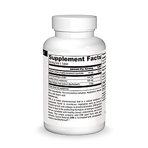 Source Naturals DIM, Diindolylmethane 100mg with BioPerine, Vitamin E & More - 60 Tablets