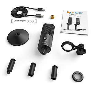 Fifine Podcast Microphone USB with Headphone Monitoring 3.5mm Jack and Pluggable USB Connectivity Cable for Computer,PC,Mac/Windows,Recording Voice Over, Streaming Twitch/Gaming/YouTube/Discord-K670B