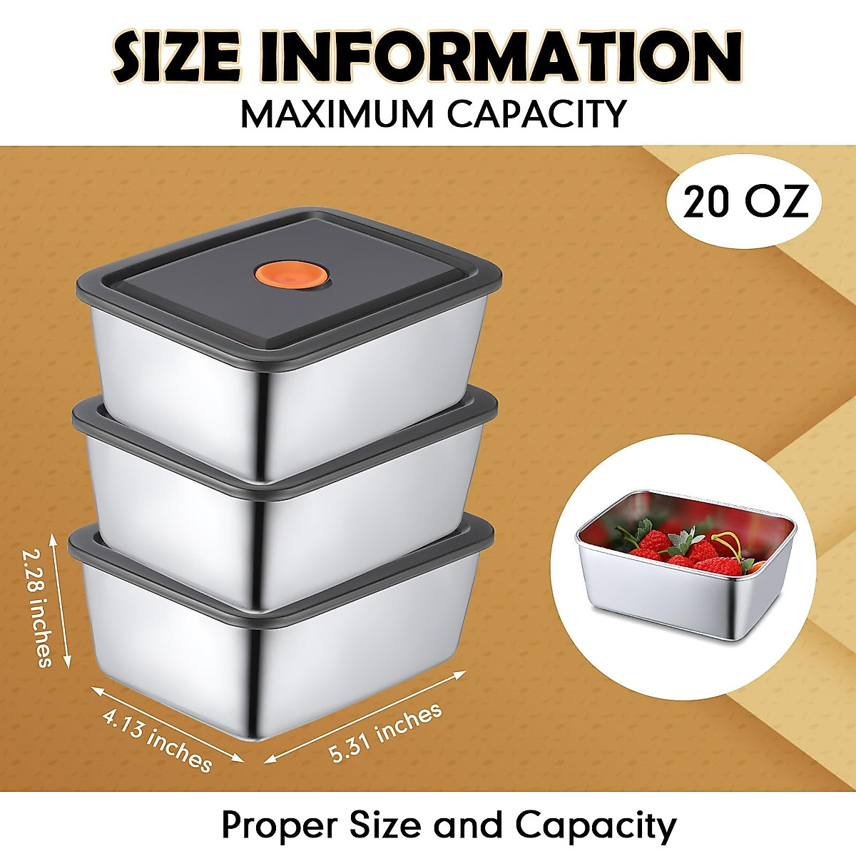 Layhit 10 Set 304 Stainless Steel Food Containers with Lids 20 oz Metal Marinating Snack Containers Box for Lunch, Leftovers, Dishwasher & Freezer Safe