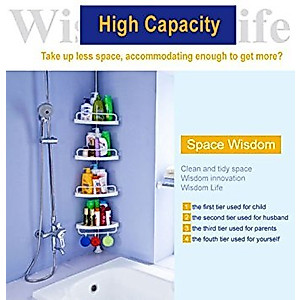 Alice Constant Tension Shower Caddy Pole, Commecial Grade Rustproof Corner Rack - Ivory