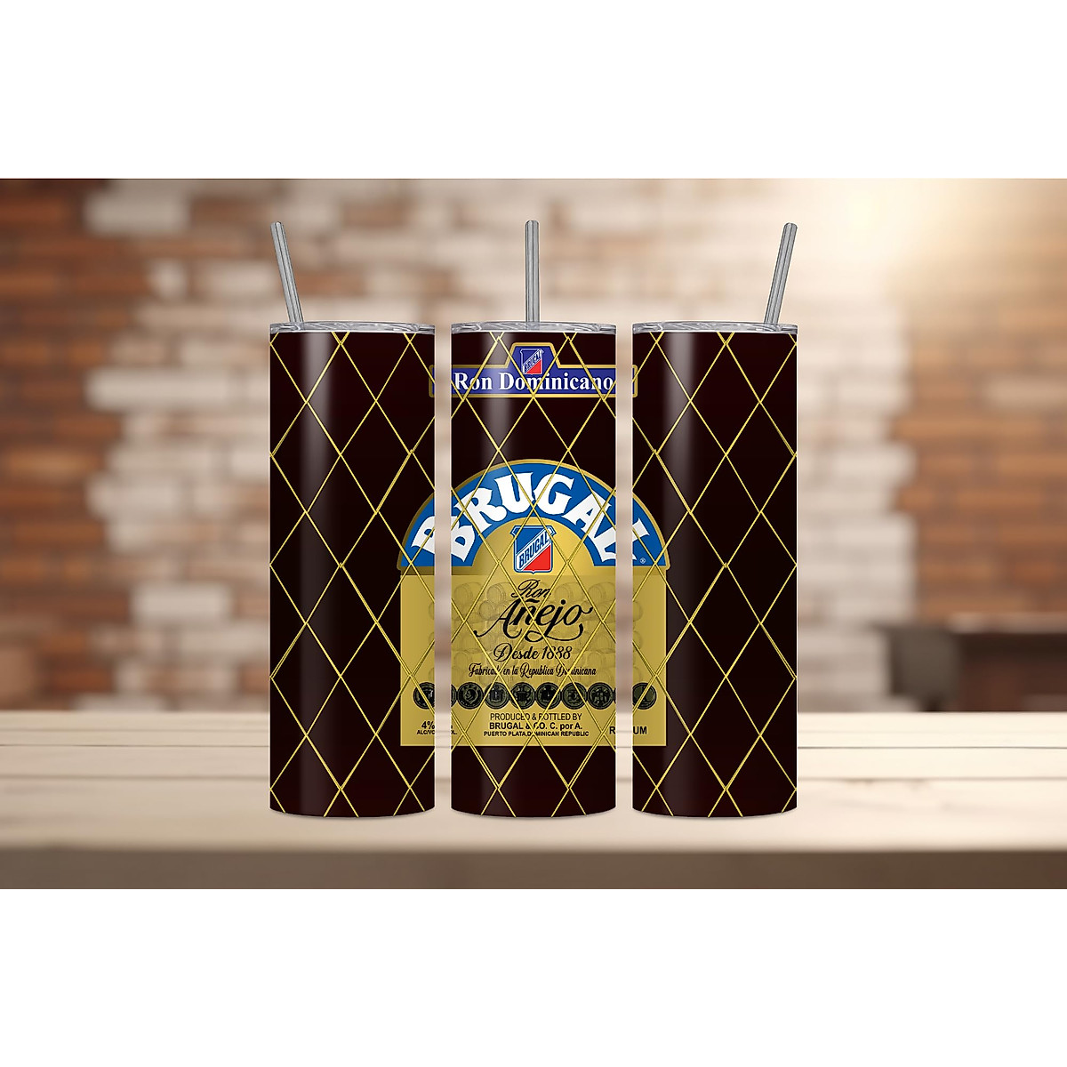 Generic Dominican Rum Tumbler, 20oz Stainless Steel with Lid and Straw, Vacuum Insulated, Double Wall. Glass for dad, friend, boyfriend. Birthday gift., Large