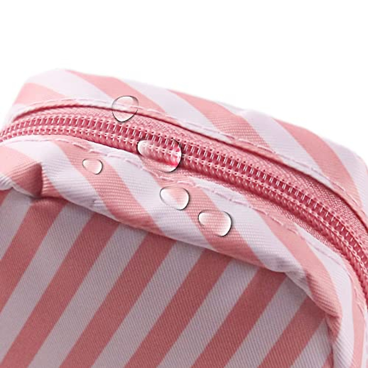 DSDFIDn Makeup Bag Lazy Cosmetic Bag Travel Toiletry Bag for Purse Small Makeup Headphone Lipstick Bag with Zipper Waterproof Travel Accessories for Women Pink Stripe