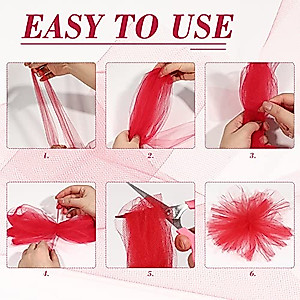 2 Pcs Tulle Fabric Rolls 6 Inch 100 Yards Polyester Tulle Gift Bow Tulle Roll Spool Fabric for Sewing Table Skirt and Birthday Party Wedding Decorations DIY Crafts Supplies (Red)