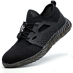 SUADEX Steel Toe Shoes Men Women Indestructible Work Safety Shoes Working Industrial Construction Sneakers Pure Black