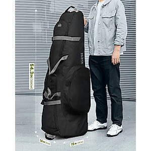 OutdoorMaster Padded Golf Club Travel Bag with Wheels, 900D Heavy Duty Oxford Waterproof -Alligators - Black