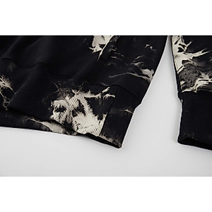 KLIEGOU Mens Tie-Dye Pullover Hooded Sweatshirt (288 Black XL)