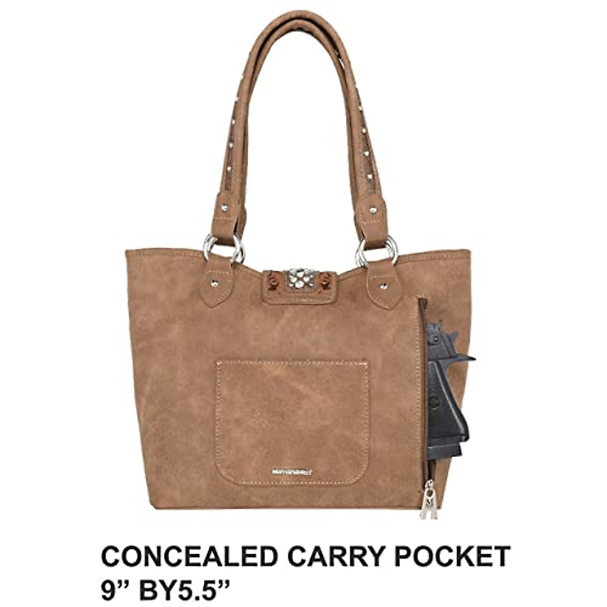 Montana West Concho Concealed Handgun Collection Tote Handbag-Black