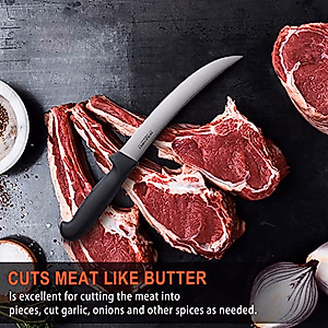 BOLEXINO 8 Inch Steak Knives, Curved Breaking Knife, Long Butcher Breaking slicer, Chef's Meat Cutting Knife, High-carbon Stainless Steel Cimeter Scimitar Knife With ergonomic handle