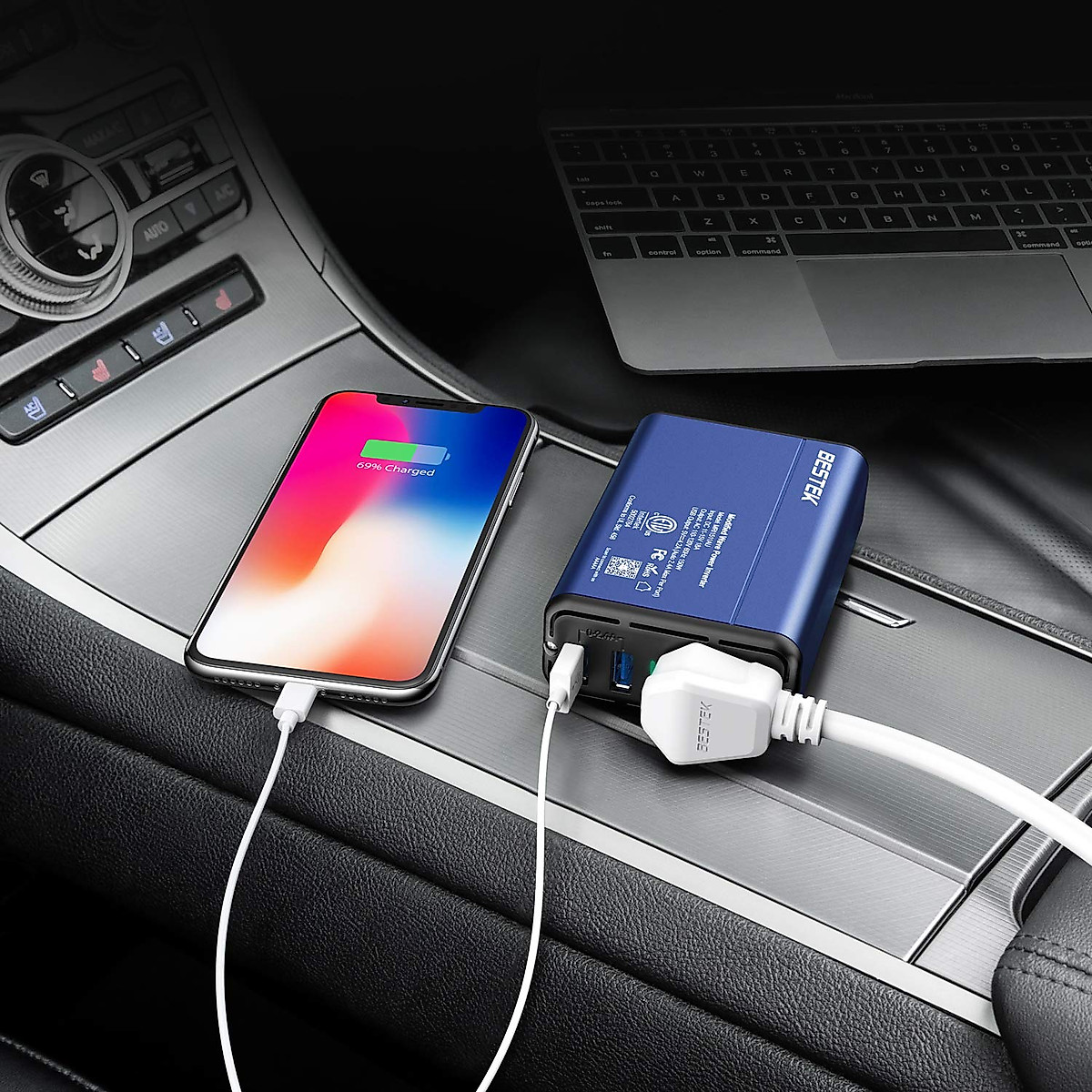 BESTEK 150W Power Inverter DC 12V to 110V AC Converter 4.2A Dual USB Car Plug Adapter Outlet Converter (Blue)