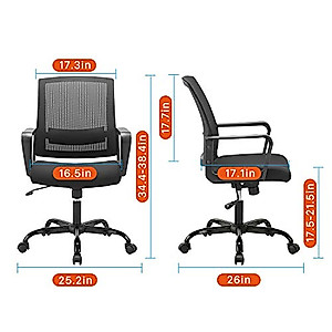 CLATINA Ergonomic Rolling Mesh Desk Chair with Executive Lumbar Support and Adjustable Swivel Design for Home Office Computer Black 4 Pack