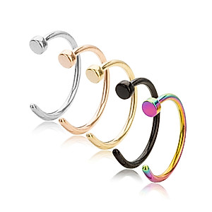 REVOLIA 22G 5Pcs Stainless Steel Nose Rings Hoop Body Piercing Jewelry 8MM