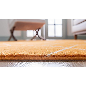Unique Loom Trellis Frieze Collection Area Rug - Geometric (2' x 6' 1" Runner, Orange/ Ivory)