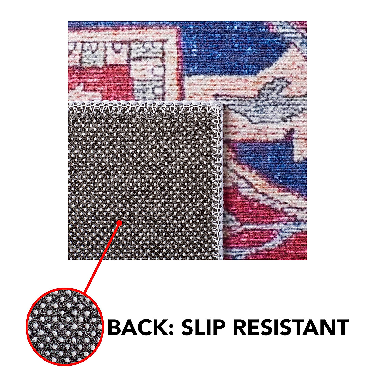 SAFAVIEH Tucson Collection Accent Rug - 3' x 5', Red & Navy, Persian Design, Non-Shedding Machine Washable & Slip Resistant Ideal for High Traffic Areas in Entryway, Living Room, Bedroom (TSN108Q)