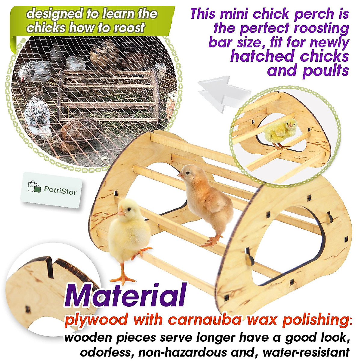 Wooden Chicken Perch for Baby Chick - Chick Roosting Bar with 7 Crossbars - Chick Roost for Brooder - Chicken Roosting Bars - Baby Chick Perch - Baby Chicken Toy