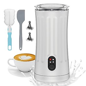 Generic Electric Milk Frother, 4-in-1 Milk Steamer and Frother, 8.1oz/240ml Automatic Warm and Cold Foam Maker, Milk Warmer and Coffee Frother for Latte, Cappuccino, Macchiato(White), SS-001