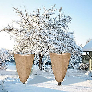 2 Pack Burlap Winter Plant Cover Bags- 23.6 × 39.4 inch Plant Frost Protector with Drawstring Reusable Plant Covers Freeze Protection Tree Freeze Blanket for Outdoor Garden Plants from Animal Eating