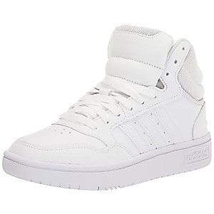 adidas Women's Hoops 3.0 Mid Basketball Shoe, White/White/Dash Grey, 8