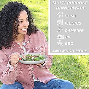 Wheat Straw Dinnerware Sets (28 pcs) | Unbreakable Dinnerware Sets | Dishwasher Microwave Safe Dinnerware | Eco Friendly Non Breakable Dinnerware Sets | Plates, Bowls, Cups, Cutlery (Grey)