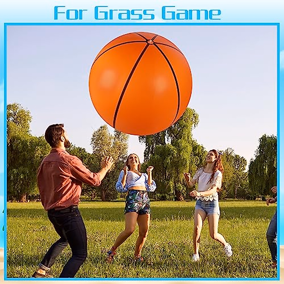 Meooeck 6 ft Giant Beach Balls Jumbo Inflatable Basketball for Pool Large Floating Ball Giant Inflatable Ball with Repair Patch for Sports Birthday Beach Pool Party Decorations Favors Summer Game Toy