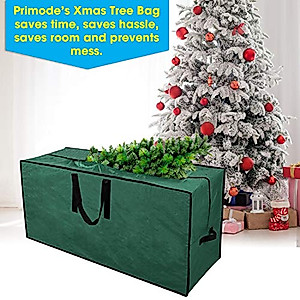 Primode Christmas Tree Storage Bag | Fits Up to 9 Ft. Tall Disassembled Tree I 65"x15"x30" Holiday Tree Storage Case | Protective Zippered Artificial Xmas Tree Bag (9ft, Green)