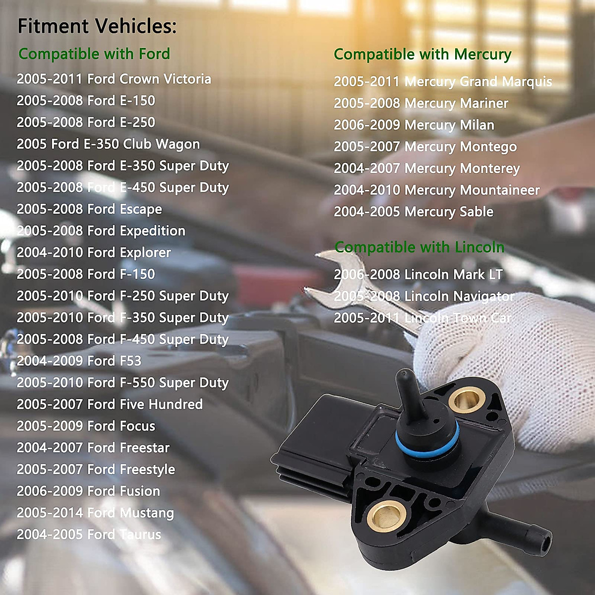 KEJSTED FPS5 Fuel Injection Pressure Sensor for Ford F150 F250 F350 F450 E150 E250 E350 Super Duty Escape Explorer Five Hundred Focus Taurus Mustang Expedition Mercury Lincoln 3F2Z9G756AC 0261230093