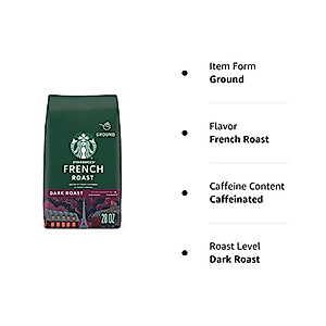 Starbucks Ground Coffee—Dark Roast Coffee—French Roast—100% Arabica—1 bag (28 oz) - (Packaging May Vary)