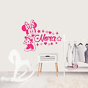 Name Wall Decal Minnie Vinyl Decals Sticker Custom Decals Personalized Baby Girl Name Decor Bedroom Nursery Baby Room Decor ZX58