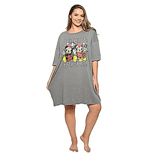 Disney Womens Sleepshirt Mickey Minnie Mouse Print (Christmas, One Size)