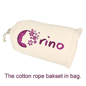 Orino Natural Two Small Cotton Rope Storage Basket with Handles Soft Durable Laundry Toy Pet Storage Nursery Home Decorations Bin (11.81x10.23x6.23 inch, Medium, Off White)