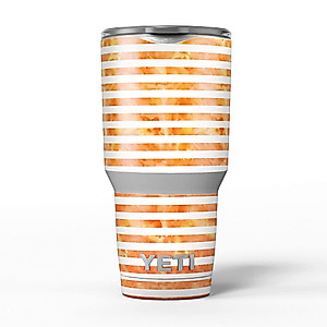 Design Skinz The Orange Watercolor Surface with Horizontal Stripes - Skin Decal Vinyl Wrap Kit Compatible with The Yeti Rambler Cooler Tumbler Cups