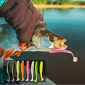 Soft Plastic Fishing Lures, 24Pcs Paddle Tail Swimbaits for Bass Fishing, Bass Fishing Lure Swim Baits for Fishing Trout Redfish Freshwater Saltwater