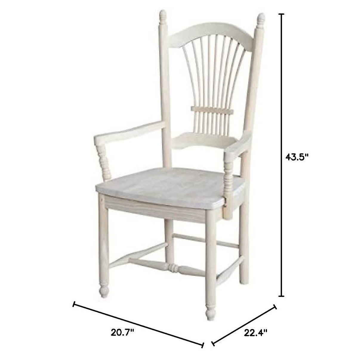 International Concepts Sheaf Back Arm Chair, Unfinished