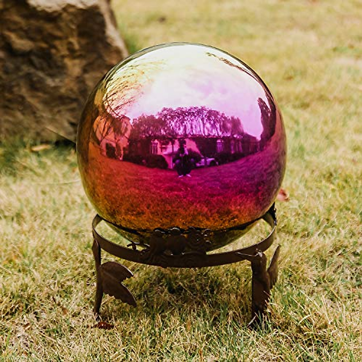 Topadorn Gazing Ball Stand Garden Hardware Metal Stand for 10-Inch or 12-Inch Gazing Globes