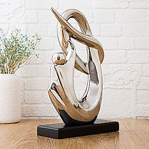 Anding Home Decoration,Silver Ceramic Porcelain Sculpture,Ceramic Creative Decoration, Office Countertop Decoration, Gift