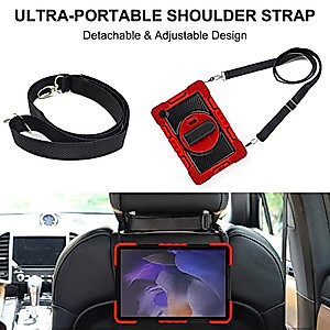 Tablet PC Case Shockproof Durable Protective Cover Durable 360 Degree Rotating Bracket Case Compatible with Samsung Galaxy Tab A8 10.5-Inch 2021 (SM-X200/X205/X207) Protective Cover (Color : Red+Blac