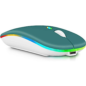UrbanX Bluetooth Rechargeable Mouse for Dell Inspiron 5000 Series Laptop Bluetooth Wireless Mouse Designed for Laptop/PC/Mac/iPad pro/Computer/Tablet/Android RGB LED Deep Green