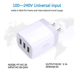 Fast Charging Block, HOOTEK USB Plug Wall Charging Adapters 3.1A Multiple Wall Charger Box Cube Brick for iPhone 15 14 13 12 11 Pro Max XS XR X 8 Plus, Samsung Galaxy S24 A53 S23 S22 S21 S20, LG, Moto