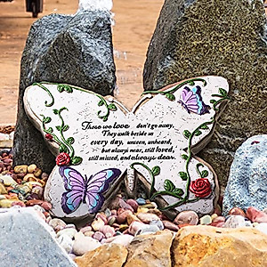 Those We Love Don't Go Away Garden Decor Garden Memorial Stones Memorial Garden Plaque Memorial Gifts for Loss of Mother Butterfly Garden Decor Stepping Stone Outdoor Memorial Plaques for Outdoors