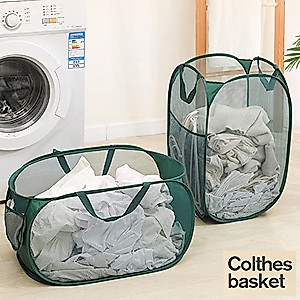 2 Pack Popup Laundry Hamper- Mesh Hampers Bag- Foldable Clothes Storage Basket with Handles for The Kids Room, College Dorm or Travel