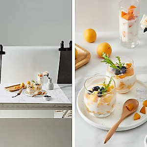 BEIYANG Food Photography Backdrops 24x24 inch Marble Photo Backdrop Boards 3PCS White Photography Backdrop Boards with 3 Bracket Kits Soild Board Waterproof Backdrop for Food Photography