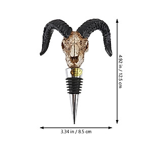 SEWACC 2pcs Decorative Wine Stoppers Animal Skull Champagne Bottle Stopper Gothic Goat Wine Stopper for Christmas Ball Party Bar Black