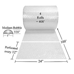 UOFFICE Medium Bubble 24" Wide x 400' Wrap - 5/16" Medium Sized Bubbles