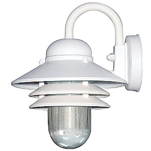 Sunlite 48202-SU DOD/NC/WH/CL/GU24 Decorative Outdoor Energy Saving Nautical Collection Polycarbonate Fixture, White Finish, Clear Lens