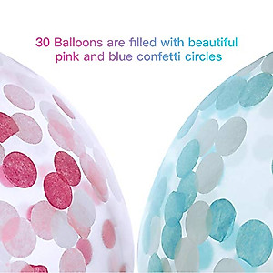 60 Pieces 12 Inch Gender Reveal Pink Blue Balloons Confetti Balloons Pastel Balloons for Wedding Baby Shower Birthday Party Supplies