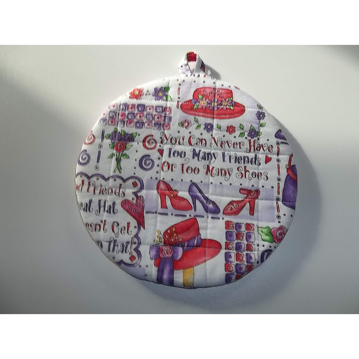 Pot Holders Heat Resistant Red Hat Society Hattitude Potholders Handmade Double Insulated Quilted Hot Pads Trivets 9 inches Round